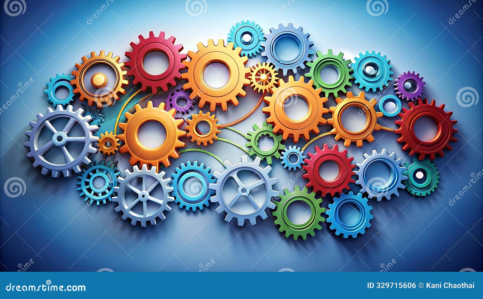 Abstract Network of Connected Gears Representing Project ...
