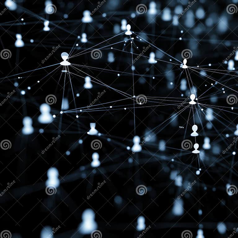 Abstract Network with Connected Nodes and Lines on a Dark Background ...