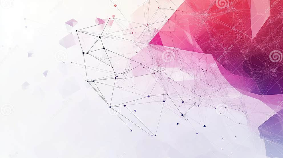 Abstract Network of Connected Polygons with Pink and White Gradient ...