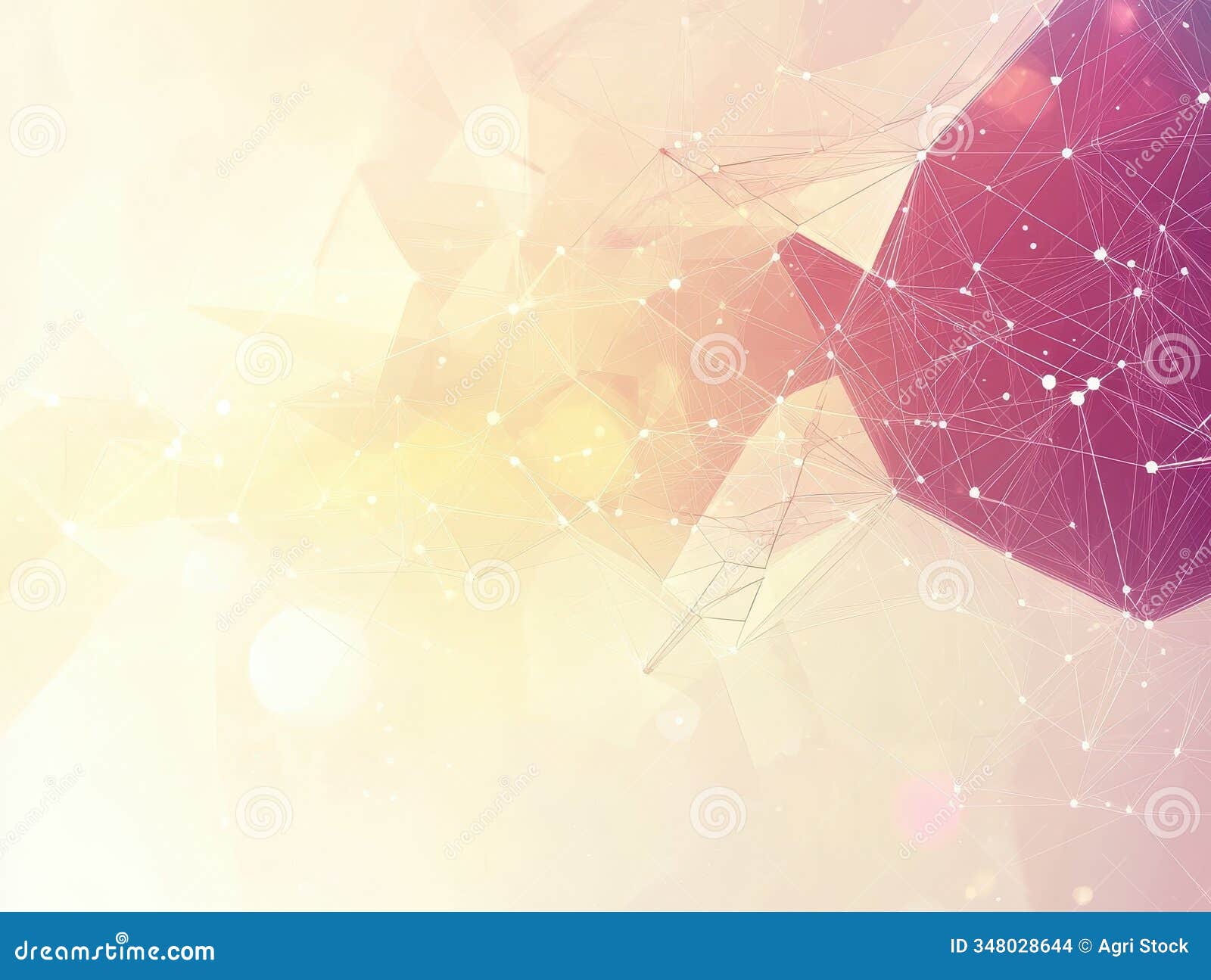 Abstract Network of Connected Triangles with White Nodes on Pink and ...