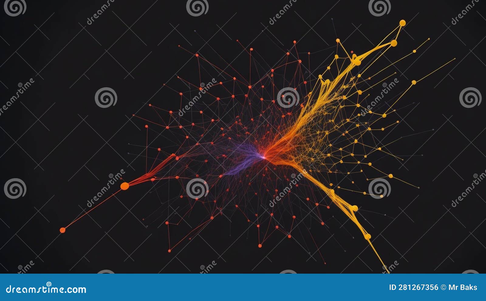 An Abstract Network Connection on a Black Background. Stock ...
