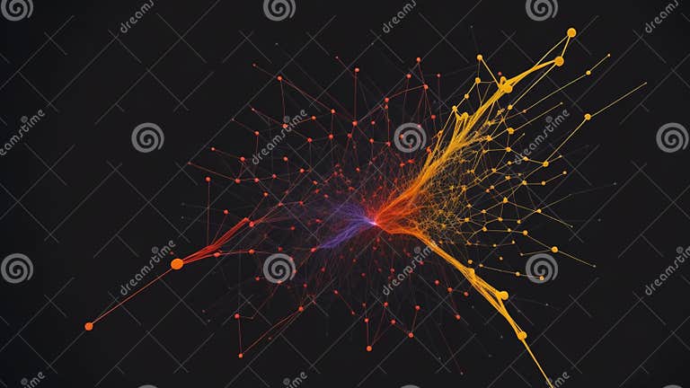 An Abstract Network Connection on a Black Background. Stock ...
