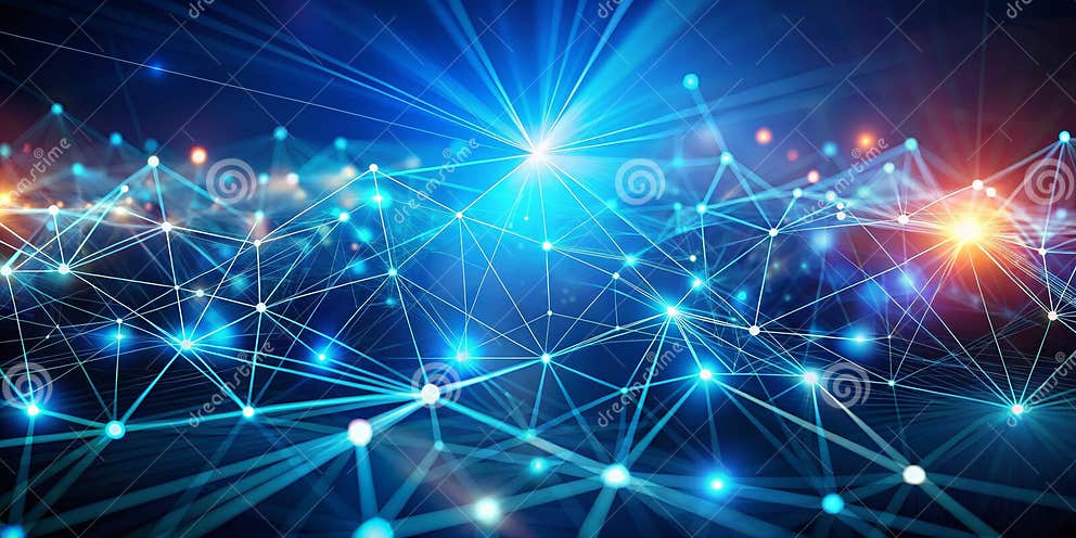 Abstract Network Connection Blue and White Glowing Lines Stock ...