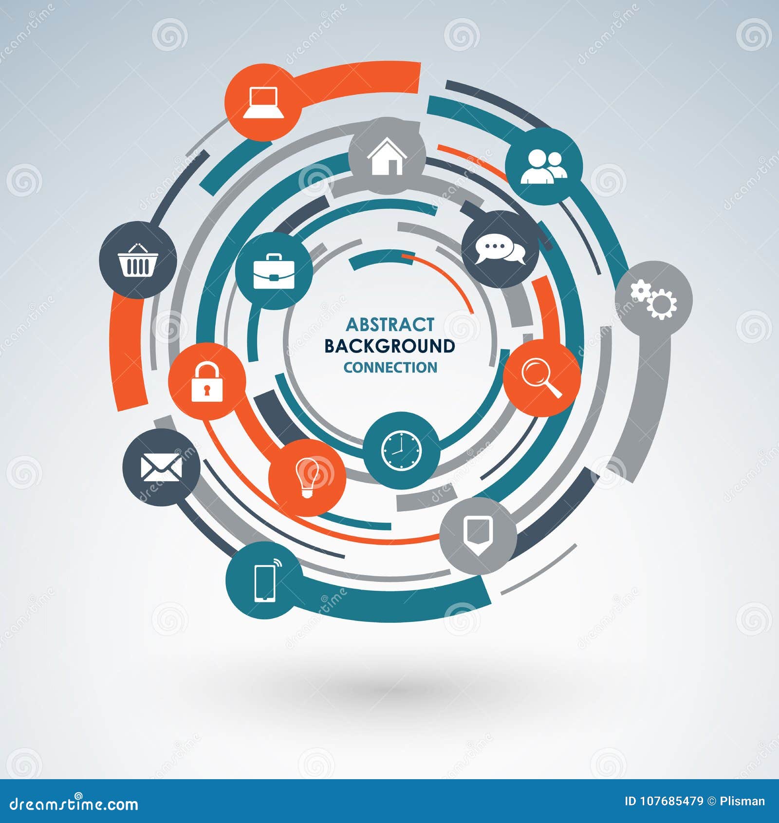 Abstract Network Connection with Color Strips and Icons Stock Vector ...