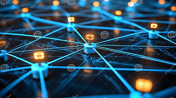 Abstract Network Connection Visualization Stock Image - Image of blue ...