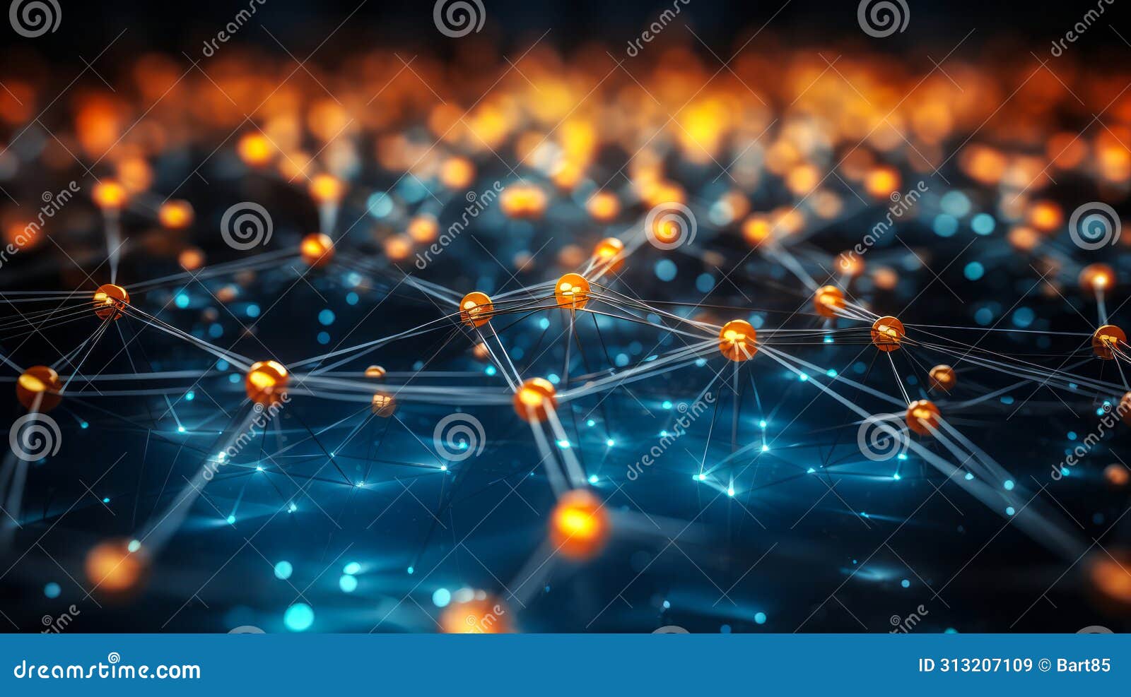 Abstract Network Connections with Nodes and Lines in a Digital Cyber ...