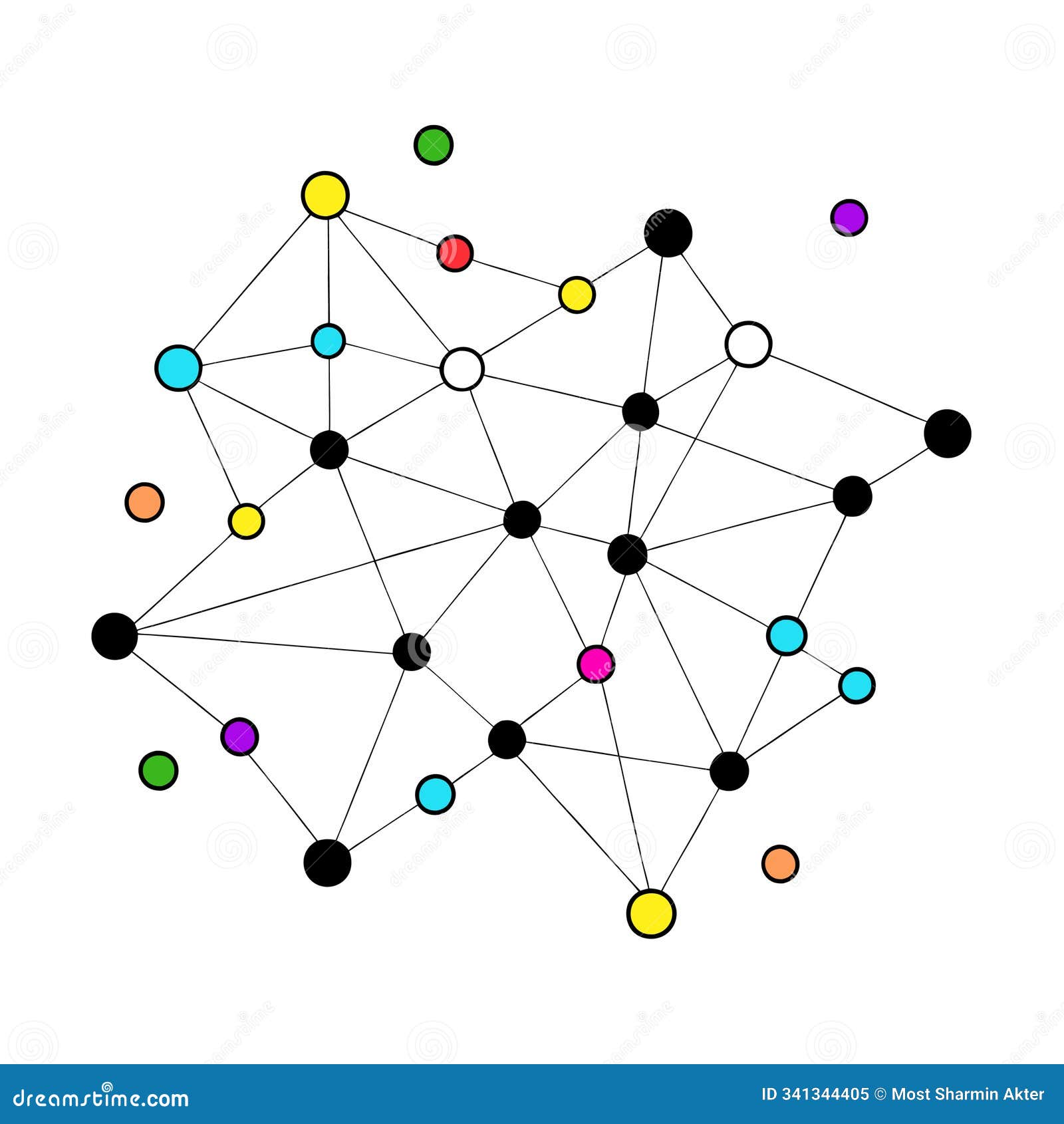 Abstract Network Design with Colorful Dots Vector Illustration Stock ...