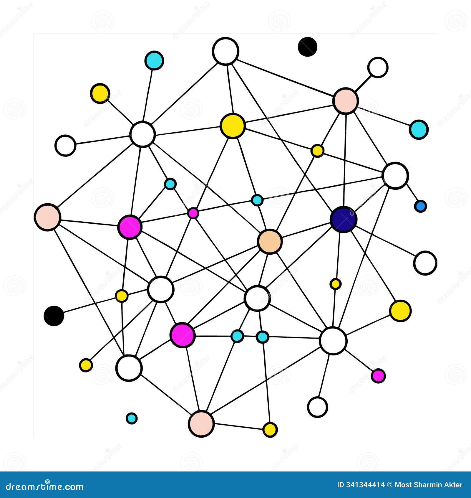Abstract Network Design with Colorful Dots Vector Illustration Stock ...