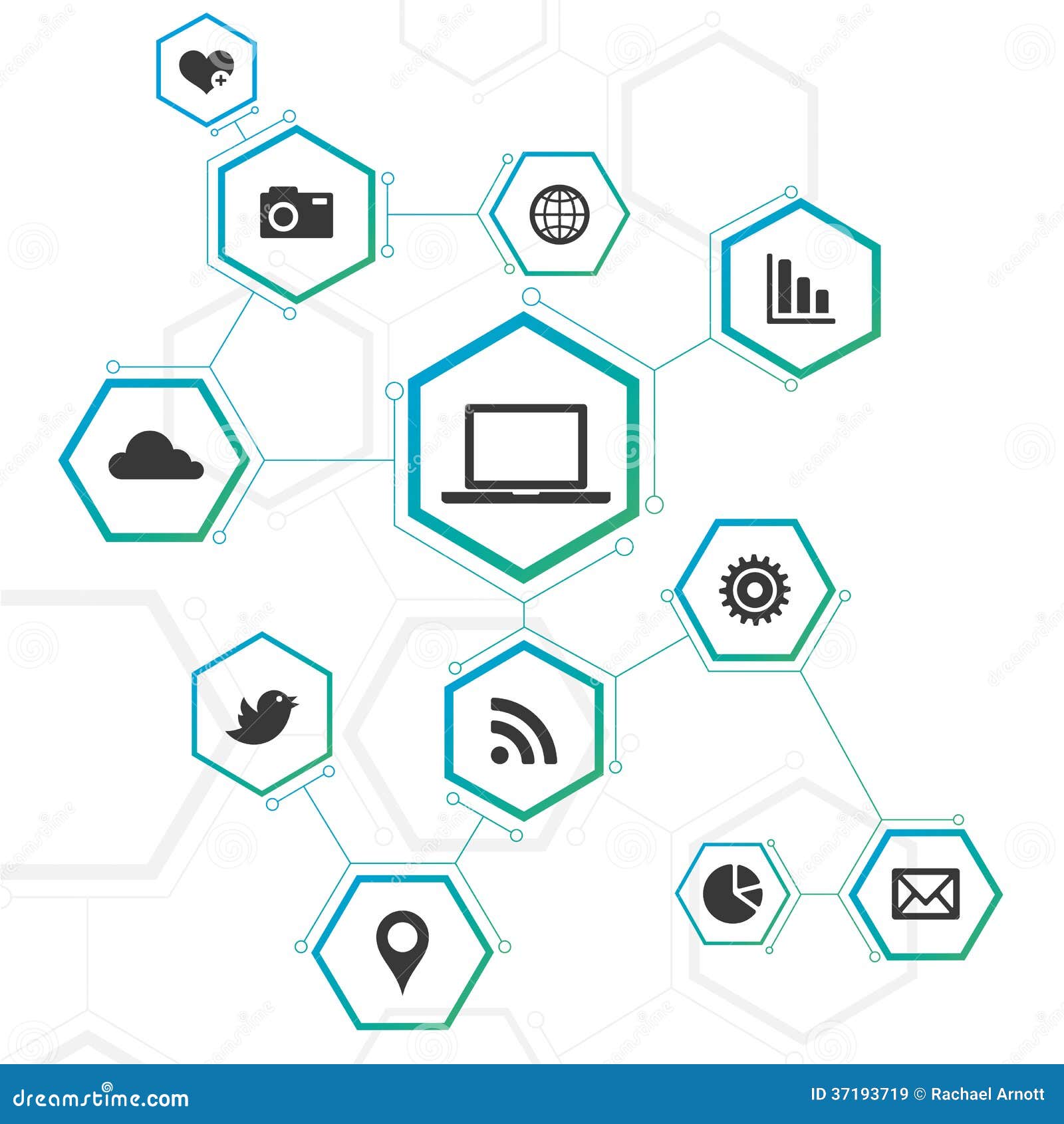 Abstract Network Design with Icons Stock Vector - Illustration of globe ...