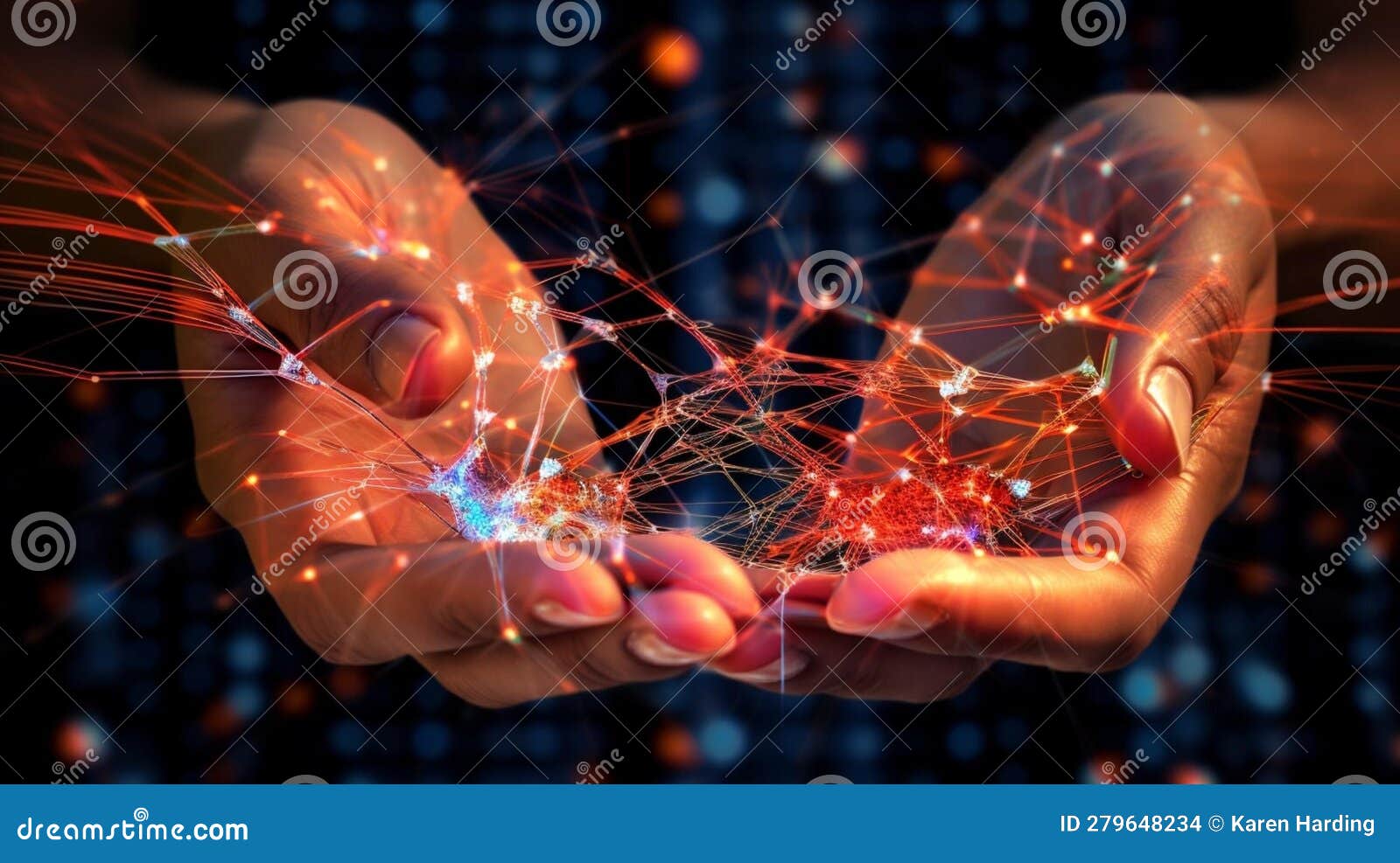 Abstract Network Design in Palms of Hands Stock Photo - Image of ...