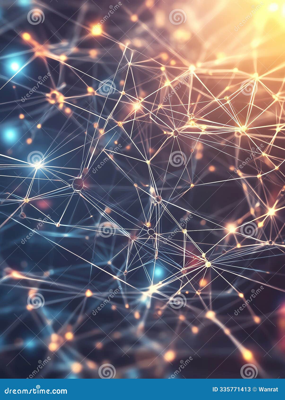 Abstract Network of Glowing Connections Representing Digital ...