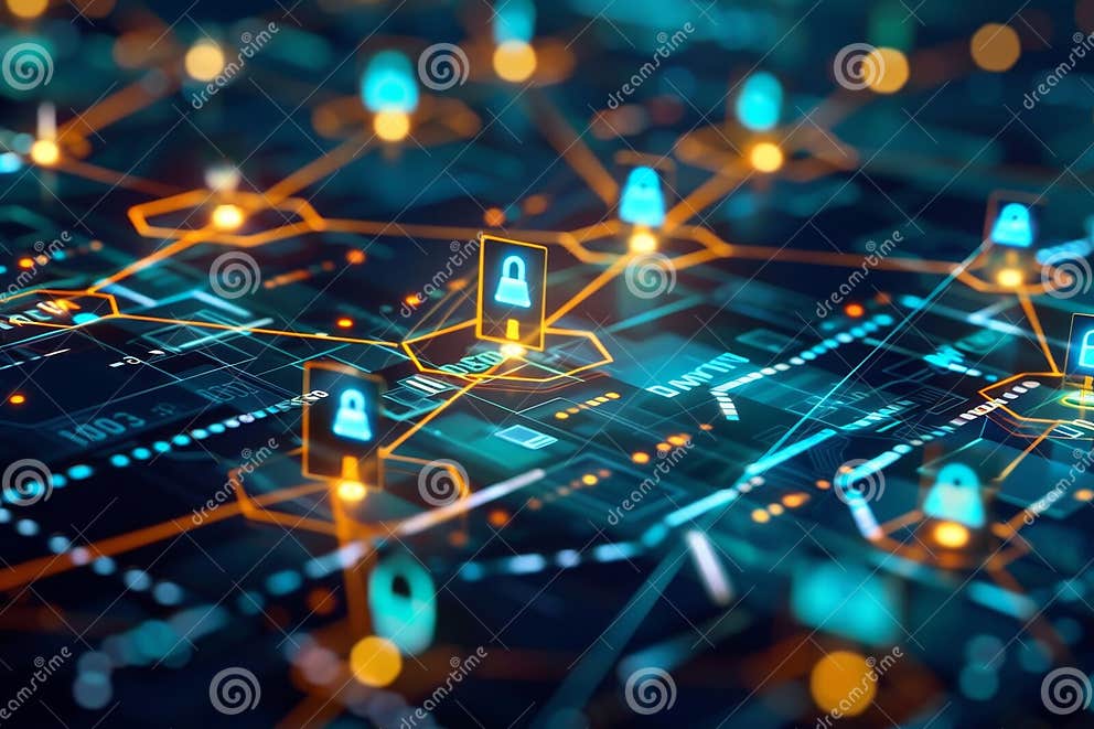 Abstract Network of Glowing Lights Symbolizing Connectivity and Data ...