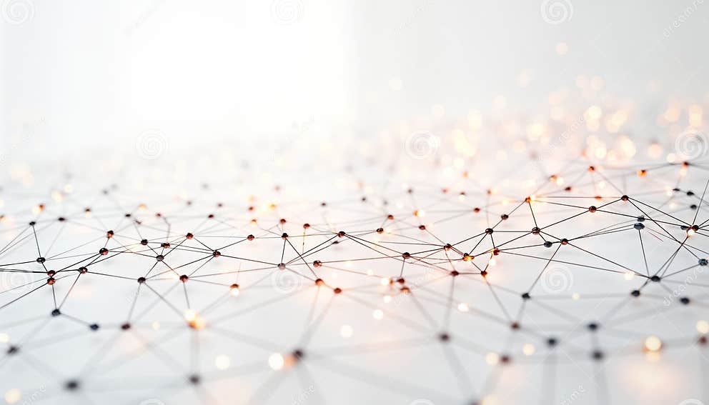 Abstract Network Graphic Design. Complex Interconnected Lines, Dots ...