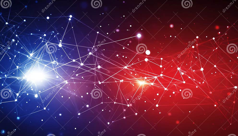 Abstract Network Illustration on a US Themed Background, Technology and ...