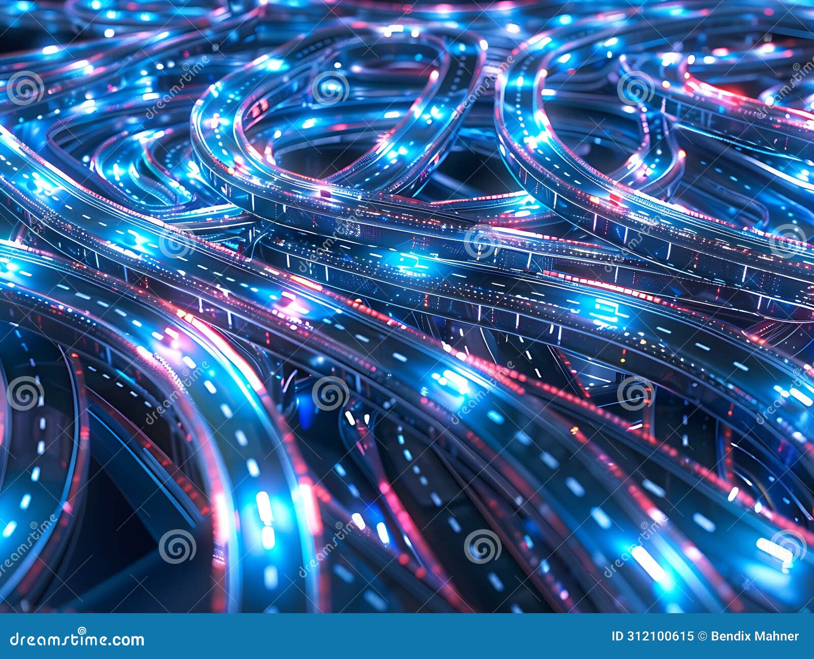 Abstract Network of Interconnected Highways and Roads Transportation ...
