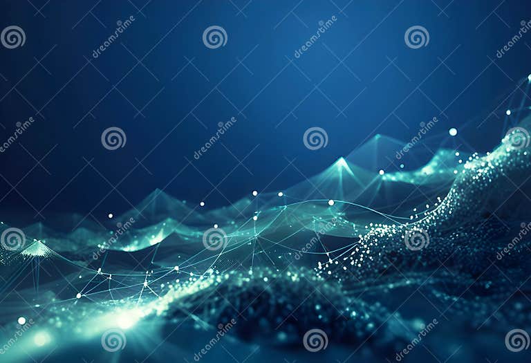 Abstract Network of Interlinked Glowing Lines, Technology Background ...