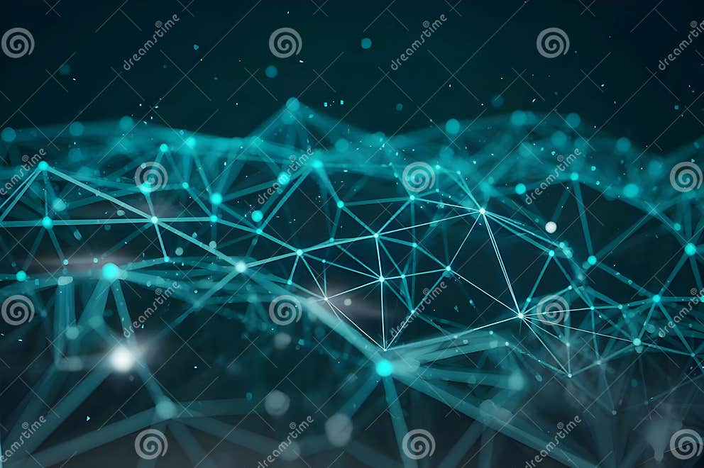 Abstract Network of Interlinked Glowing Lines, Technology Background ...
