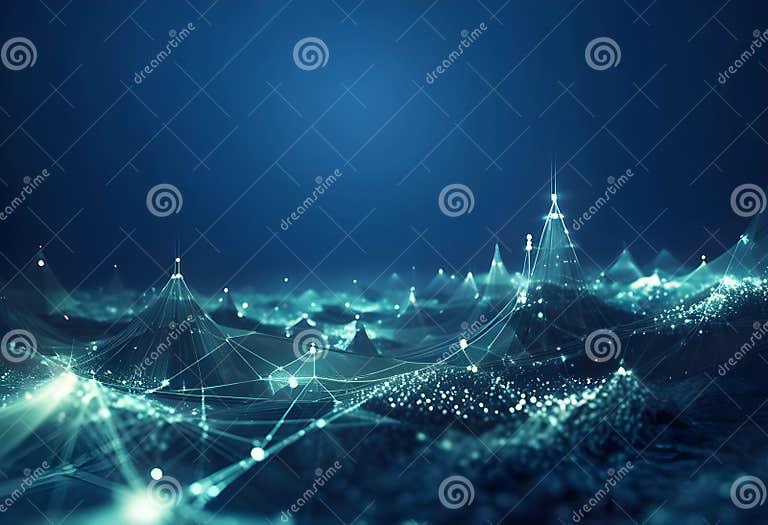 Abstract Network of Interlinked Glowing Lines, Technology Background ...