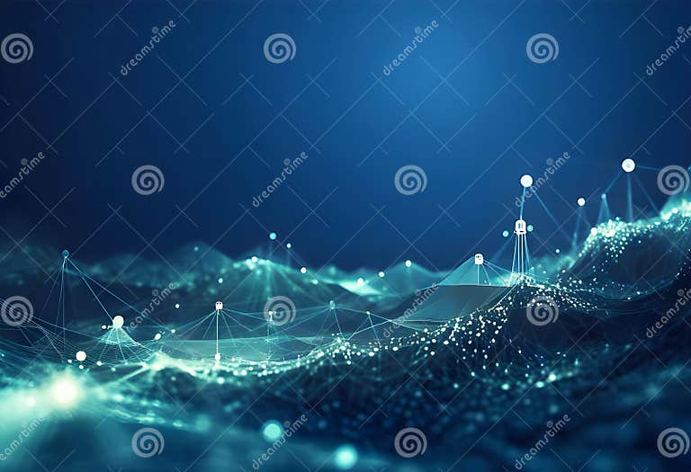 Abstract Network of Interlinked Glowing Lines, Technology Background ...