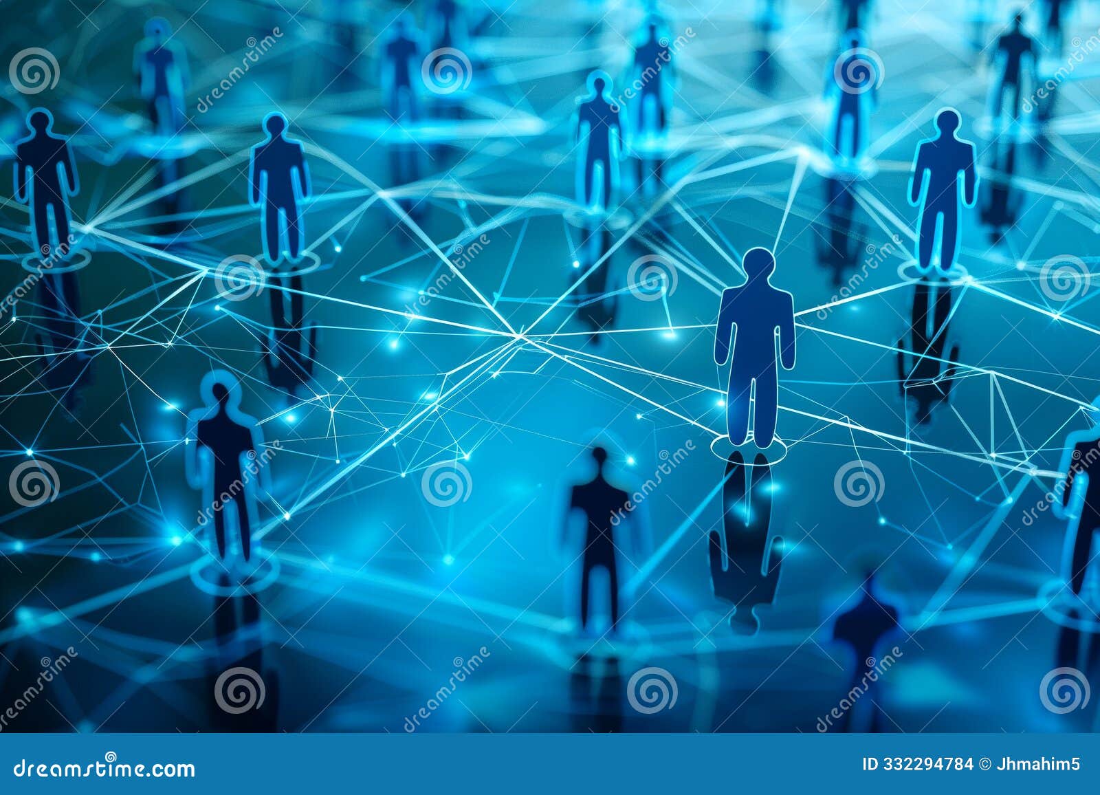 Abstract Network with People Silhouettes Connected by Lines Stock ...