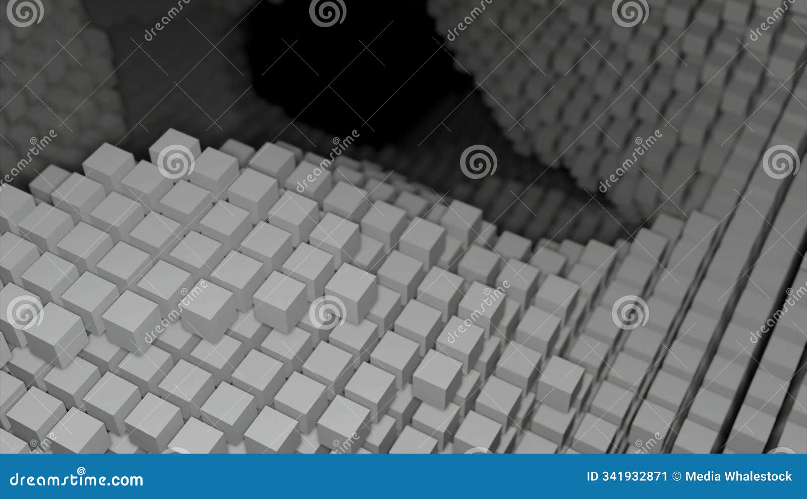 Abstract Network Reality with Flying Cubic Shapes. Design. Giant ...