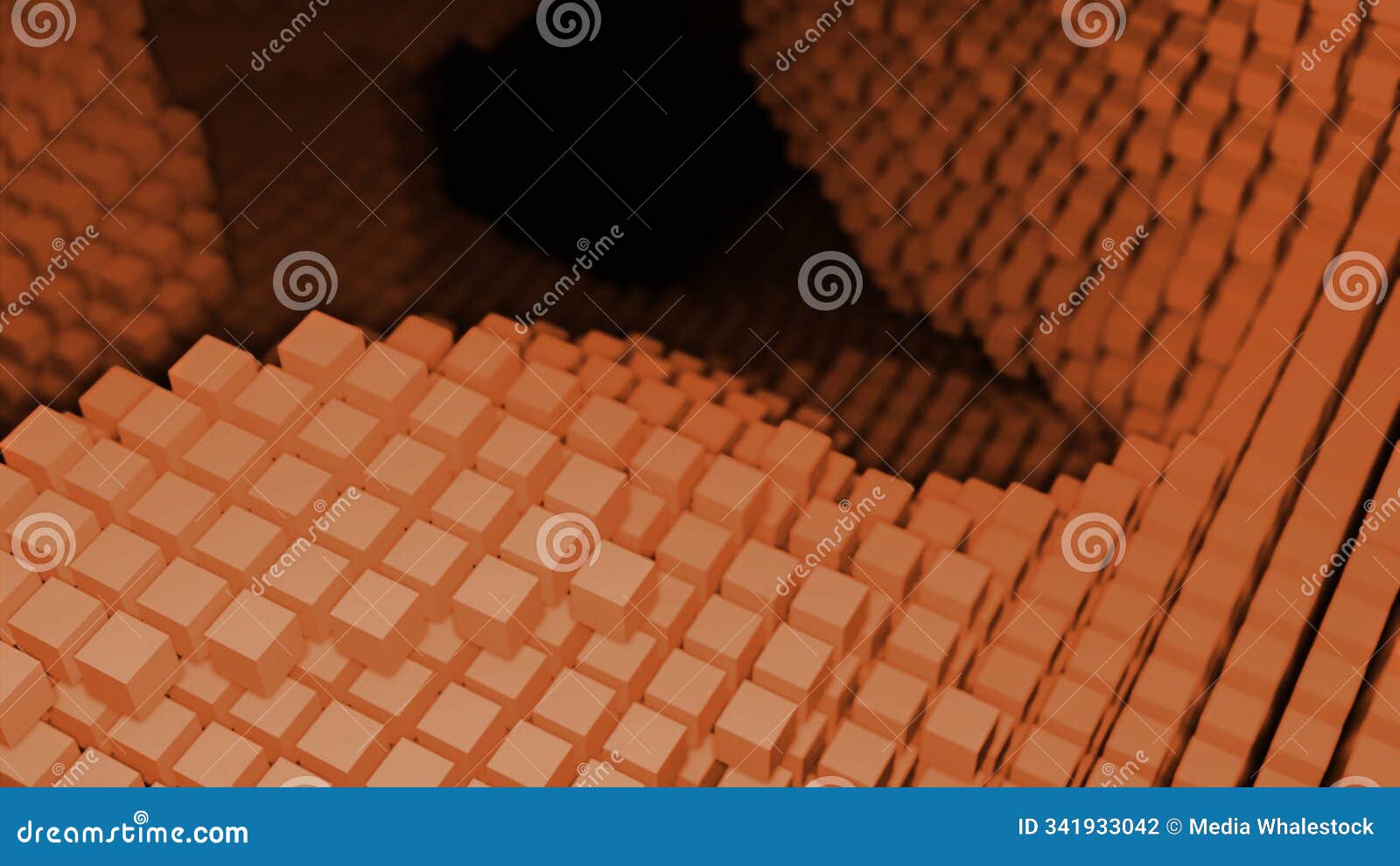 Abstract Network Reality with Flying Cubic Shapes. Design. Giant ...