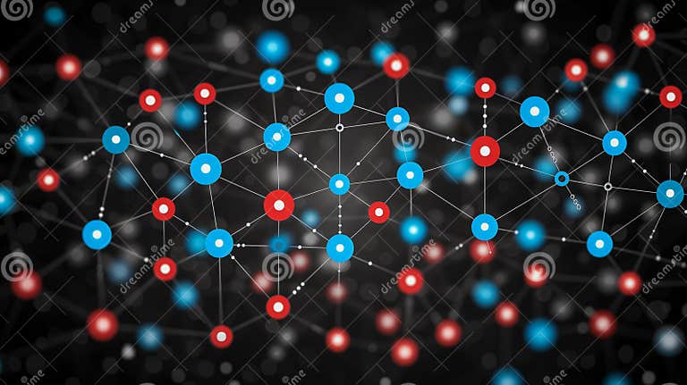 Abstract Network of Red and Blue Nodes Stock Illustration ...