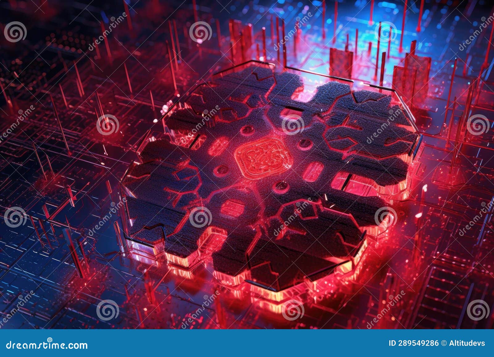 Abstract Network Security Shield and Circuitry Stock Illustration ...