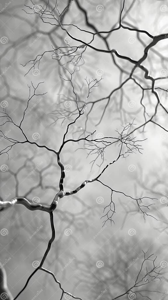 Abstract Network of Tree Branches in Grayscale Stock Photo - Image of ...