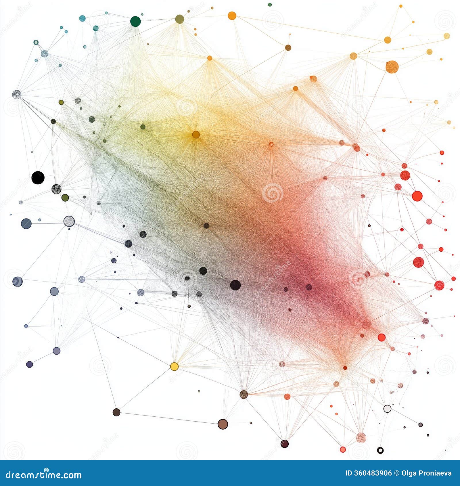 Abstract Network Visualization with Multicolored Nodes and Connecting Lines Stock Photo - Image ...