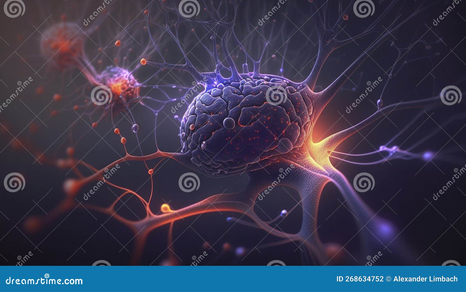 Abstract Neural Cell. Generative AI Stock Photo - Image of microbiology ...
