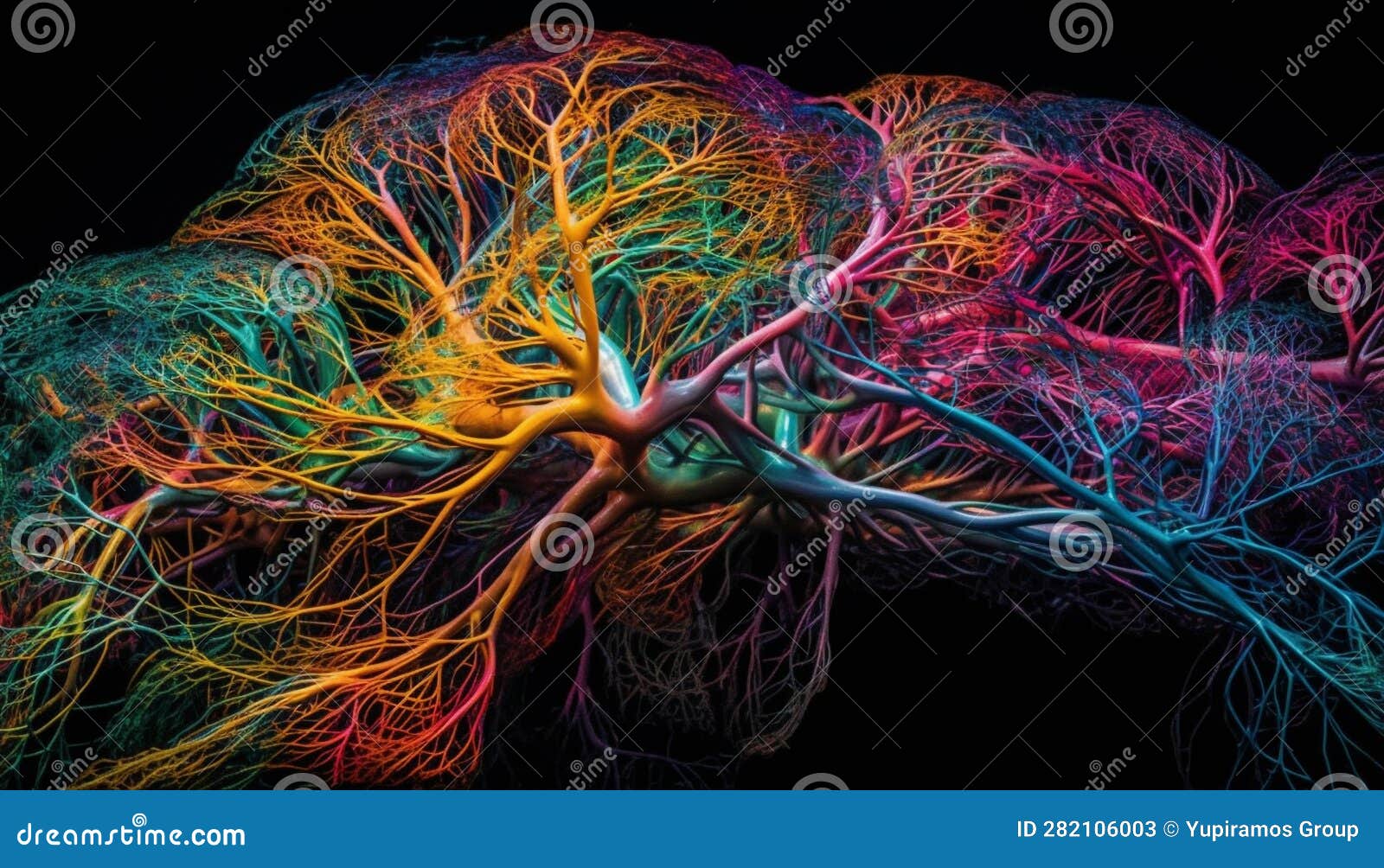 Abstract Neural Fiber Design in Multi Colored Molecular Structure ...