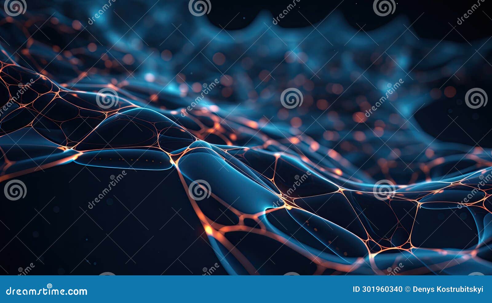 Abstract Neural Mesh: Bioluminescent Blue Network Design Stock ...