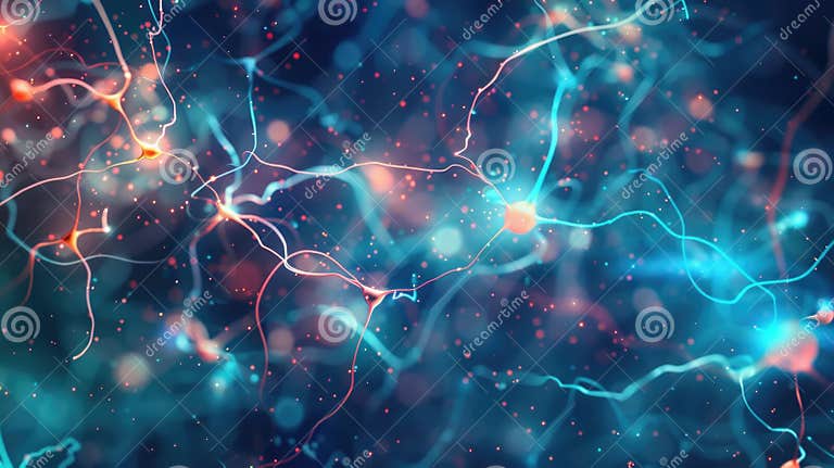 Abstract Neural Network Background. Digital Visualization of Neurons ...