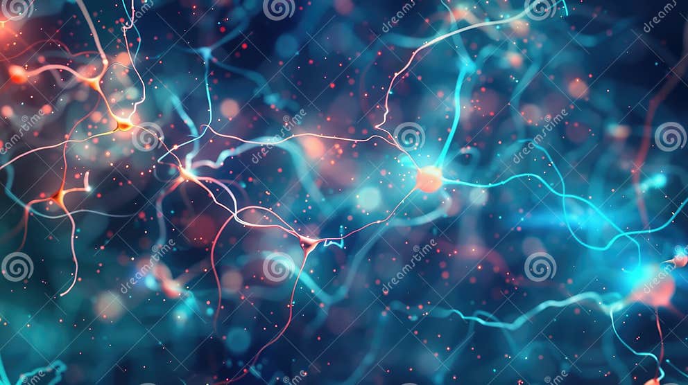 Abstract Neural Network Background. Digital Visualization of Neurons ...