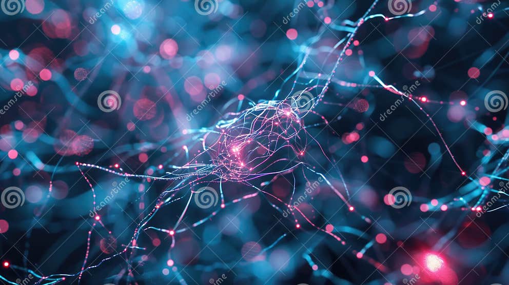 Abstract Neural Network Background. Digital Visualization of Neurons ...