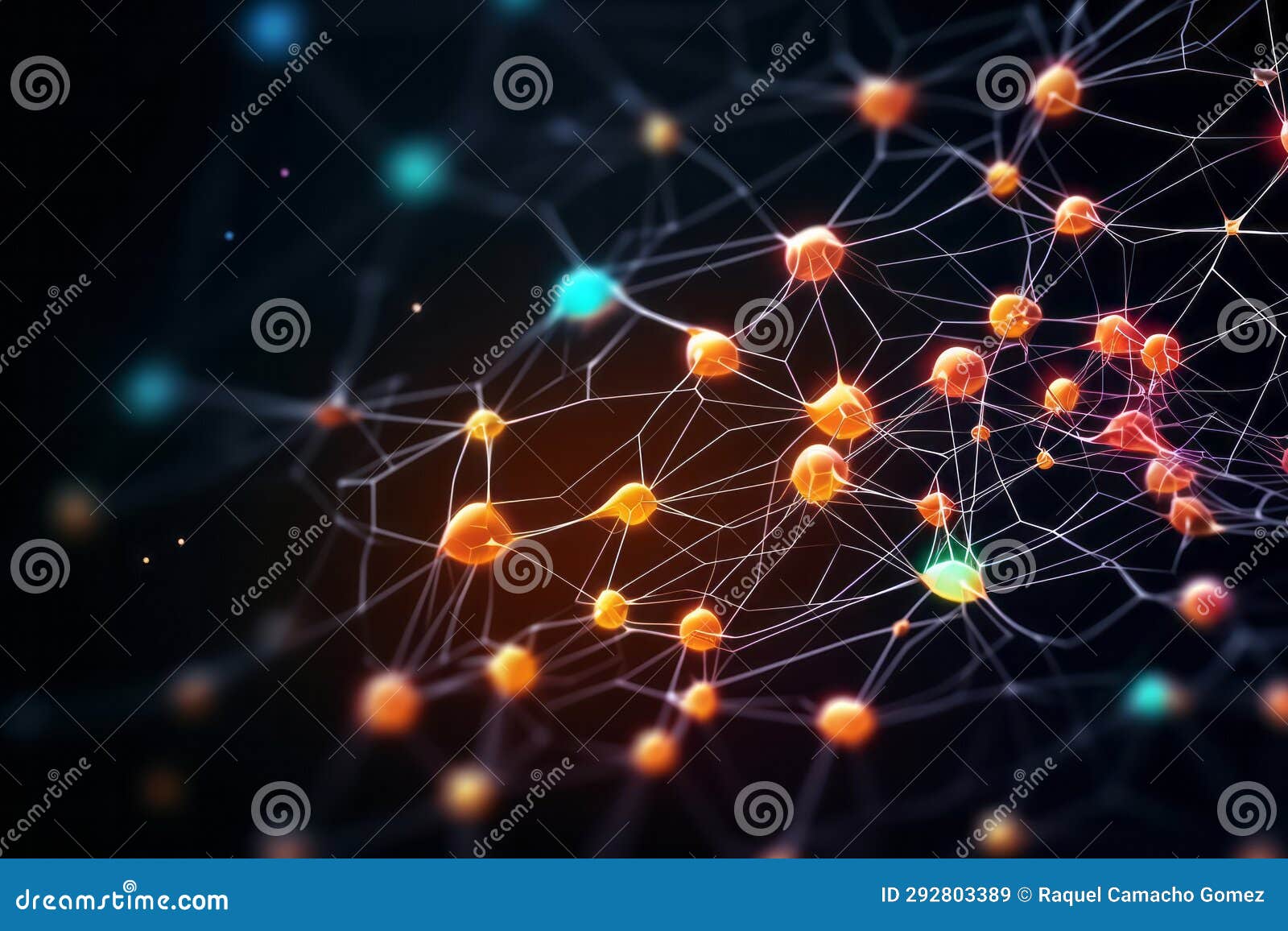 Abstract Neural Network Background of Dots and Lines. Concept for Database, Supercomputer, Cloud ...