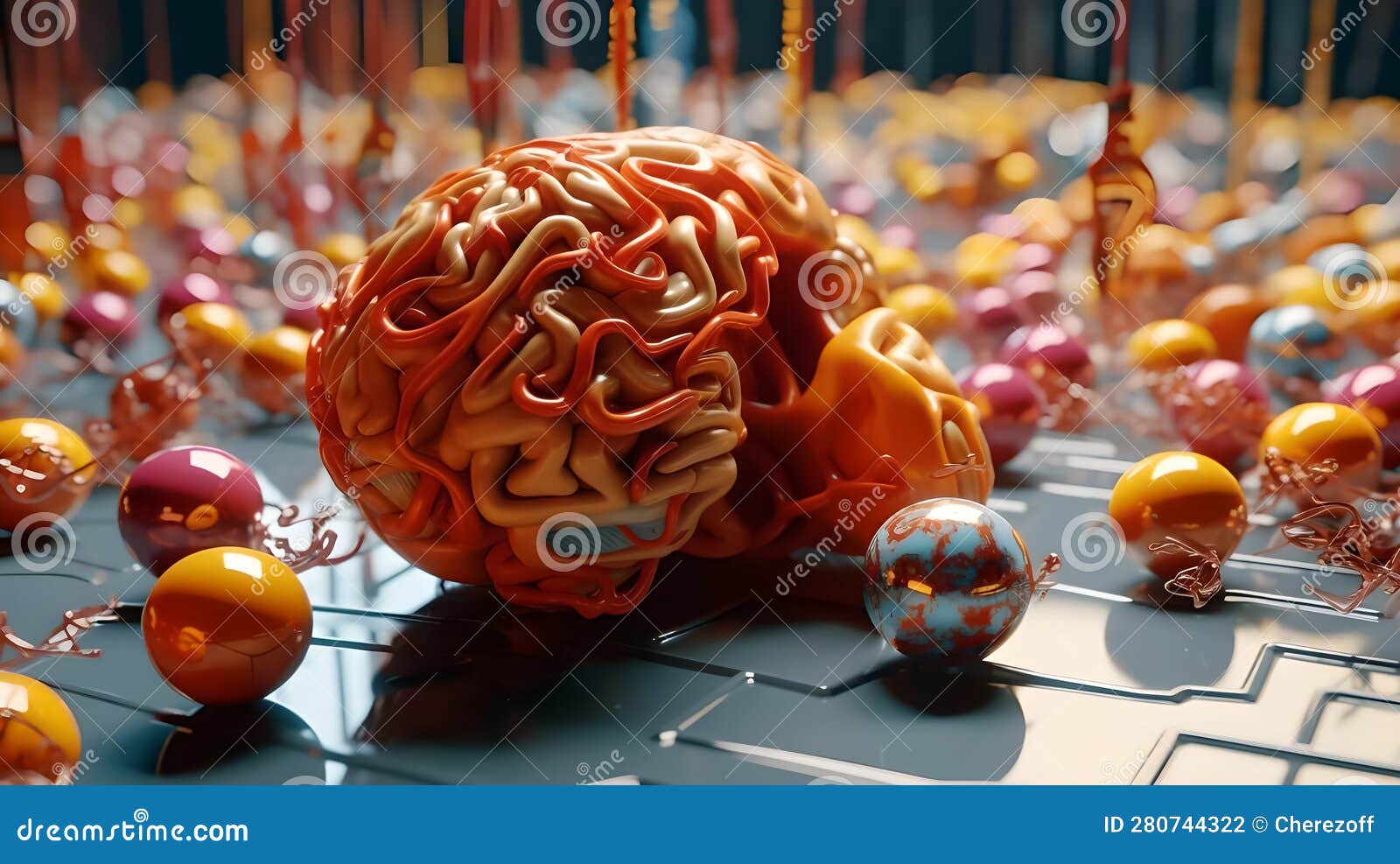 Abstract Neural Network, Beautiful Render Stock Illustration ...