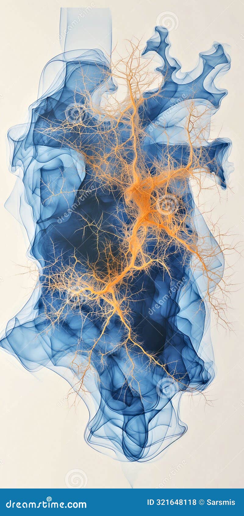 Abstract Neural Network with Blue and Orange Organic Overlays Stock ...