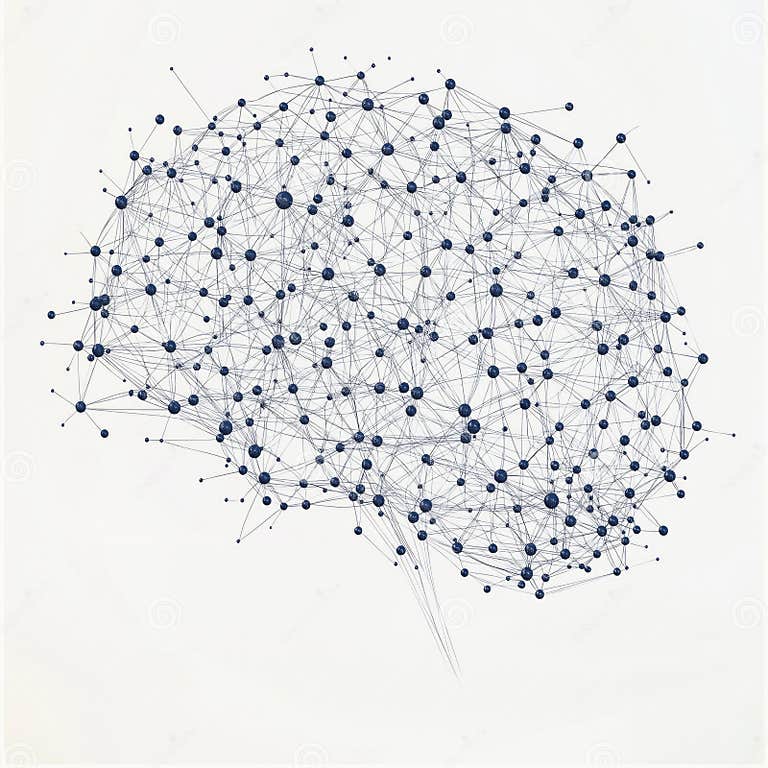 Abstract Neural Network Brain with Connected Nodes and Lines ...