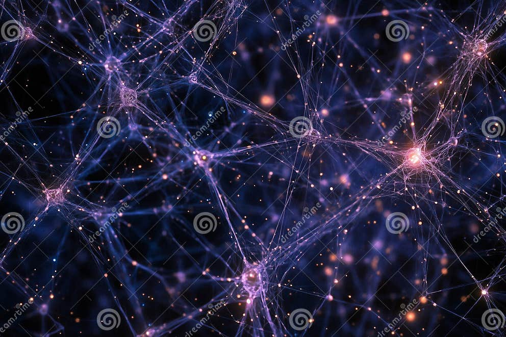Abstract Neural Network Matrix Displaying Complex Web of Connections and Nodes Stock Photo ...