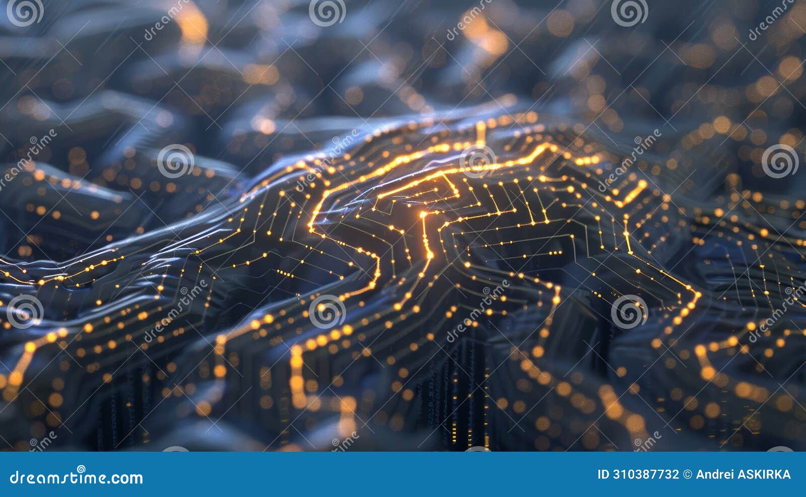 Abstract Neural Network Pattern with Glowing Connections. Artificial ...