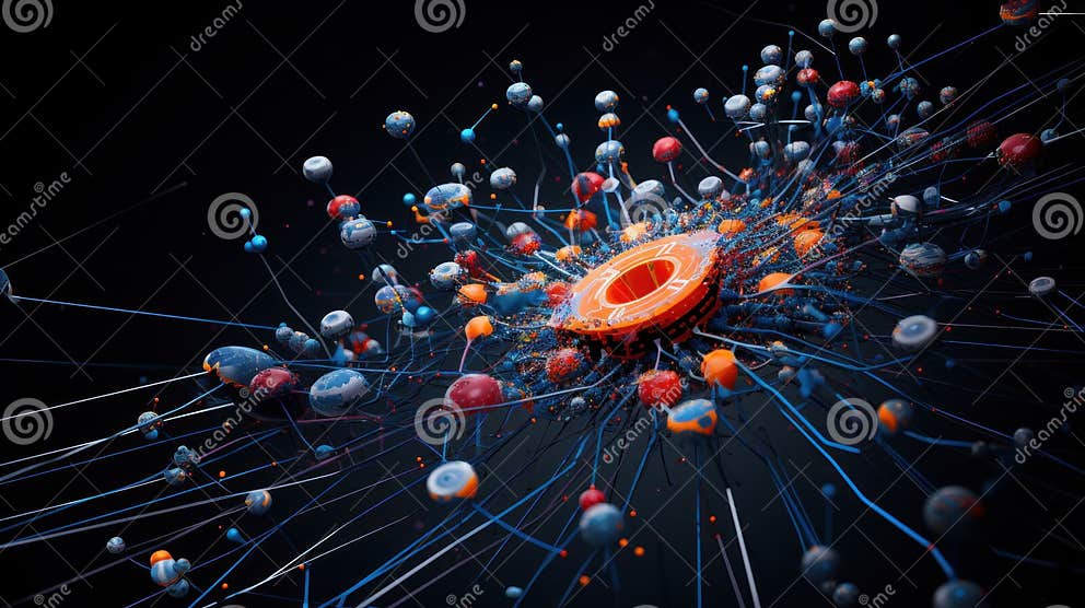 Abstract Neural Network Synapses Visualization. Digital Visualization of Neural Network Activity ...