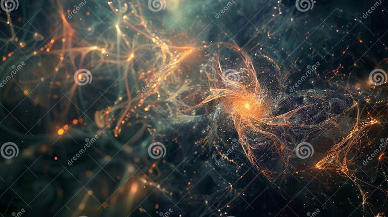 Abstract Neural Network Visualization in Dark Background Stock Image ...