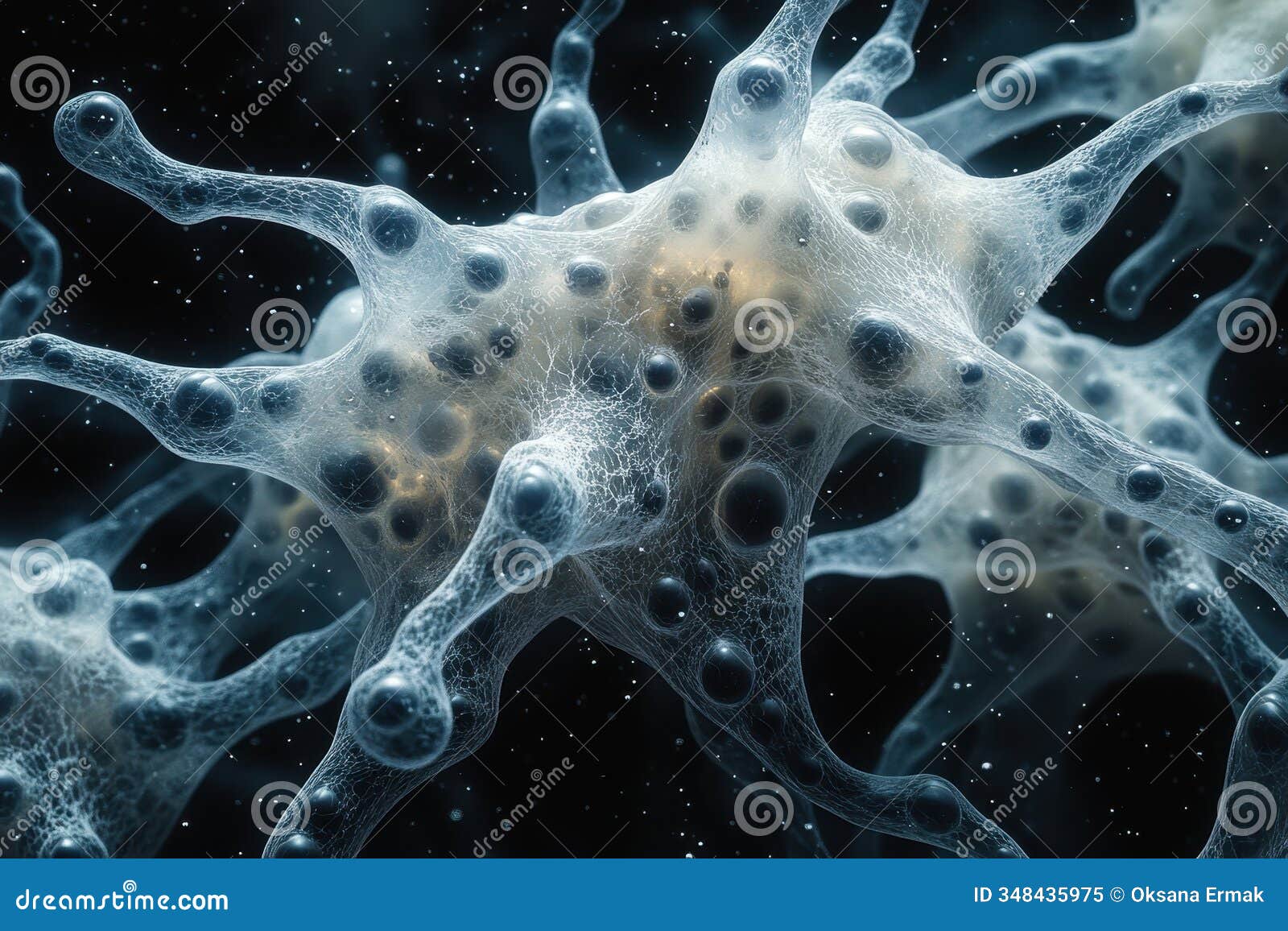 Abstract Neural Webs Of Interconnected Synapse Nodes With Glowing Pathways Dynamic Branching