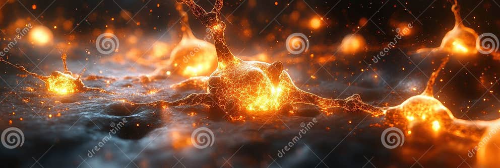 Abstract Neural Webs of Interconnected Synapse Nodes with Glowing ...