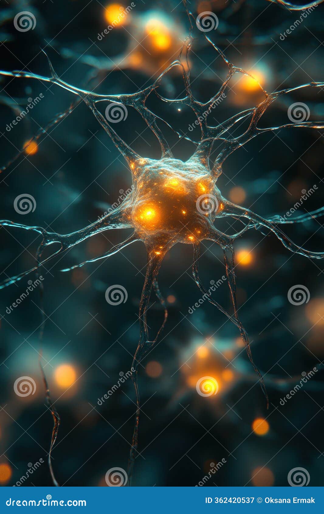 Abstract Neural Webs Of Interconnected Synapse Nodes With Glowing Pathways Dynamic Branching