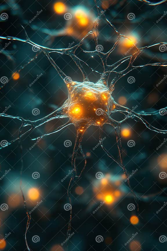 Abstract Neural Webs Of Interconnected Synapse Nodes With Glowing Pathways Dynamic Branching