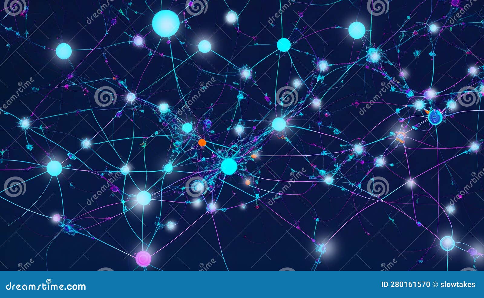 Abstract Neuron Network Future Machine Learning Working Universe Stock ...