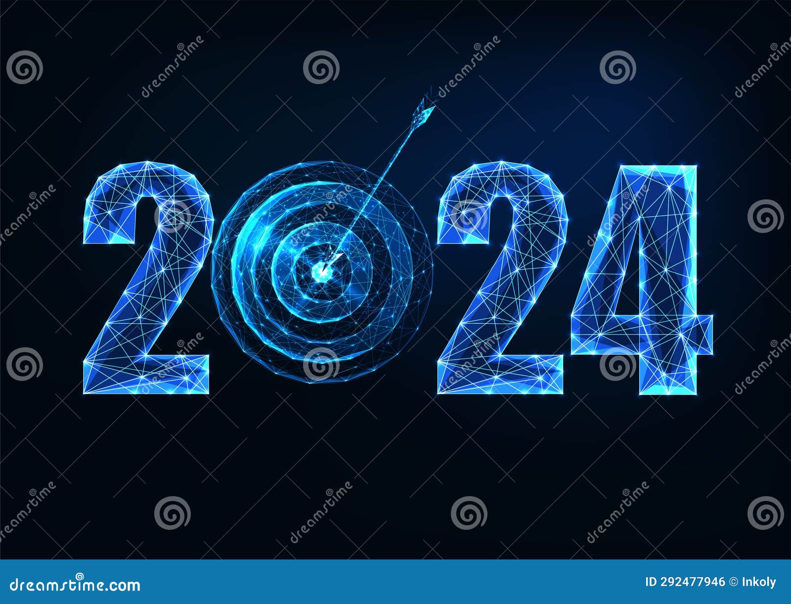 Abstract 2024 New Year Resolution, Plan, Goals Concept with Glowing ...